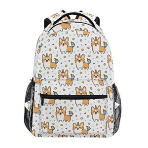 wamika welsh corgi dog unicorn backpacks for kids women men, dogs design computer laptop backpack, casual book bag travel camping daypack