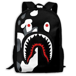 s-h-a-r-k pattern blood backpack for travel laptop daypack 3d print bag for men