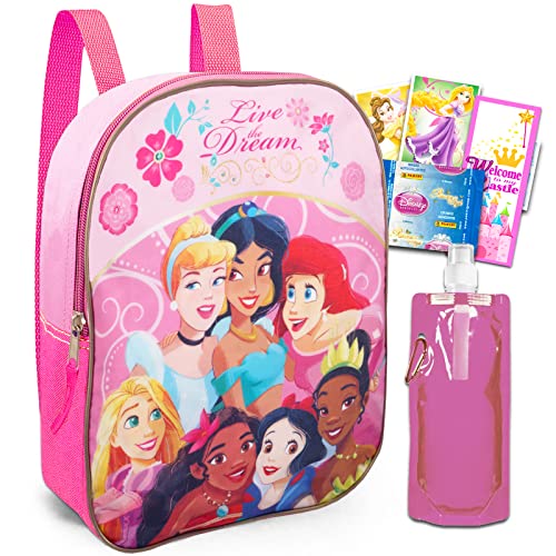 Disney Princess Mini Backpack for Girls Set - Bundle with 11" Disney Princess Backpack, Princess Stickers, Water Bottle, More | Princess Backpack Toddler