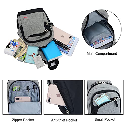 Peicees Small Sling Bag Backpack for Women Mens Crossbody Bag Backpack Hiking Shoulder Chest Daypack with Zipper Strap