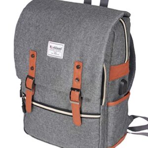 Rockland Heritage USB Laptop Backpack, Grey, Large