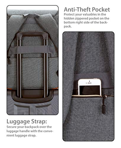 Rockland Heritage USB Laptop Backpack, Grey, Large