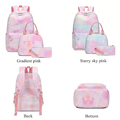 LANSHIYA Kids 3 Piece Backpack Set Girls Lightweight Bookbag Elementary School Bag with Lunch Bag