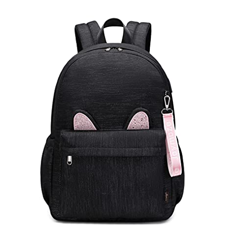 Joymoze Stylish Shimmer Cat Ears Cute School Backpack Set for Teen Girl Black