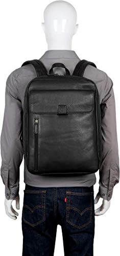 Hidesign Aiden Large Multi-functional Leather 17 Inch Laptop Backpack (Black)