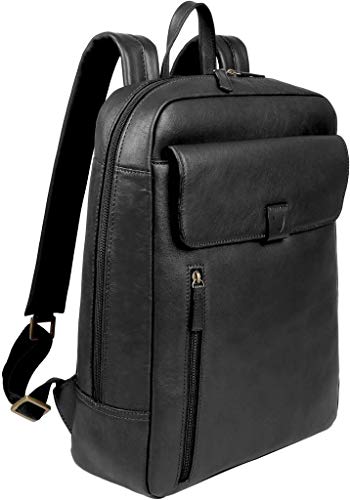 Hidesign Aiden Large Multi-functional Leather 17 Inch Laptop Backpack (Black)