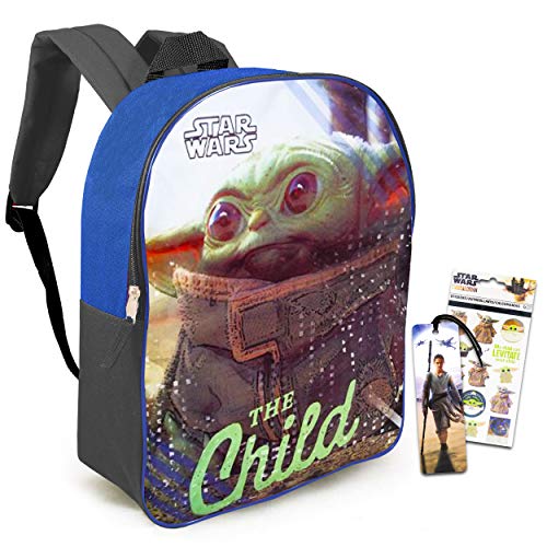 Star Wars Mandalorian The Child School Supplies Set Baby Yoda Activity Bundle - Large 16" Baby Yoda Backpack with Stickers and Bookmark (Mandalorian Luggage)