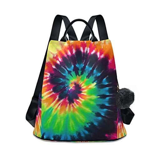 ALAZA Colorful Tie Dye Spiral Pattern Backpack Purse for Women Anti Theft Fashion Back Pack Shoulder Bag