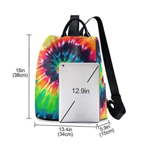 ALAZA Colorful Tie Dye Spiral Pattern Backpack Purse for Women Anti Theft Fashion Back Pack Shoulder Bag