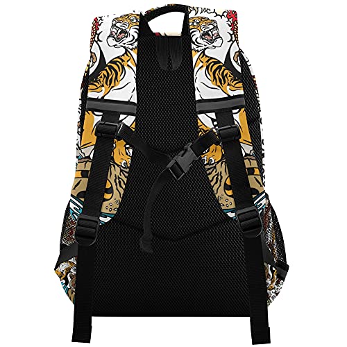 Glaphy Chinese Dragon Tiger Backpacks Laptop School Book Bag Lightweight Daypack for Men Women Teens Kids