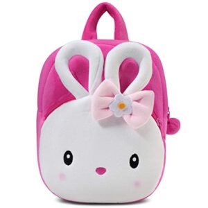 toddler backpack for girls, chasechic cute cartoon mini plush lightweight soft baby backpack, daycare backpack, bunny