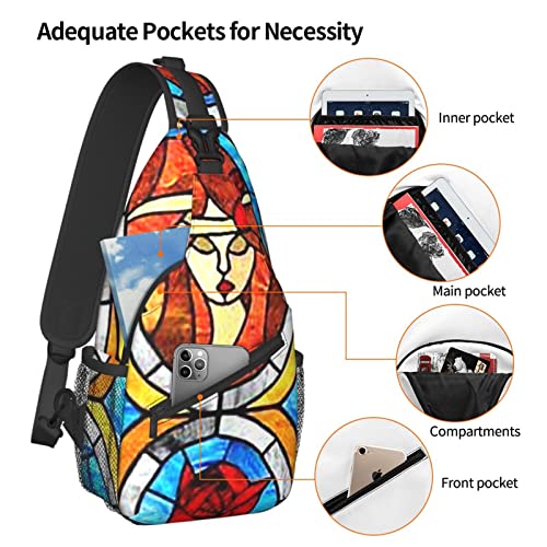 Hicyyu Beauty And Beast Outdoor Crossbody Shoulder Bag For Unisex Young Adult Hiking Sling Backpack