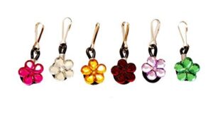 6 pcs crystal flowers zipper pull charms for jacket backpack bag pendant