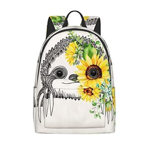 fehuew 16 inch backpack cute sunflower sloth laptop backpack full print school bookbag shoulder bag for travel daypack