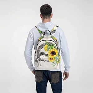 FeHuew 16 inch backpack Cute Sunflower Sloth Laptop Backpack Full Print School Bookbag Shoulder Bag for Travel Daypack