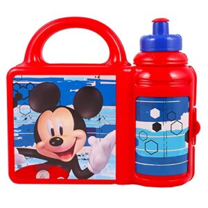 Fast Forward Mickey Mouse Mini Backpack with Lunch Box Set - Bundle with 11" Mickey Backpack, Mickey Mouse Lunch Bag, Water Bottle, Stickers, More | Mickey Backpack for Toddlers