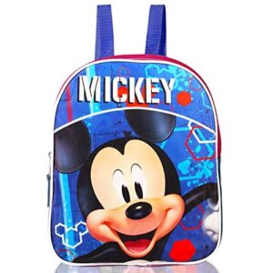 Fast Forward Mickey Mouse Mini Backpack with Lunch Box Set - Bundle with 11" Mickey Backpack, Mickey Mouse Lunch Bag, Water Bottle, Stickers, More | Mickey Backpack for Toddlers