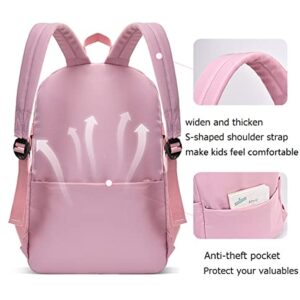 Pink School Bag Backpack for Teen Boys Girls Elementary Middle Bookbag Casual Daypack for Kids