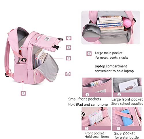 Pink School Bag Backpack for Teen Boys Girls Elementary Middle Bookbag Casual Daypack for Kids