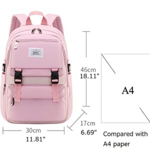 Pink School Bag Backpack for Teen Boys Girls Elementary Middle Bookbag Casual Daypack for Kids