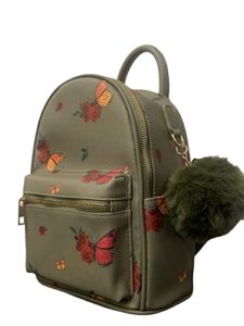 girls butterfly backpack olive green mini 8inch w x 10inch h x 5inch d h215532 0