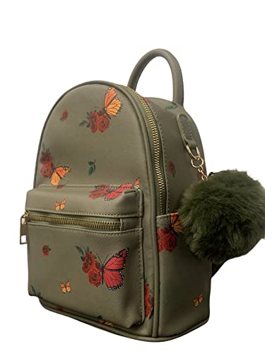 Girls Butterfly Backpack Olive Green Mini 8inch W x 10inch H x 5inch D H215532 0