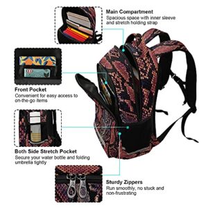 ALAZA Snake Print Animal Skin Backpack Purse for Women Men Personalized Laptop Notebook Tablet School Bag Stylish Casual Daypack, 13 14 15.6 inch