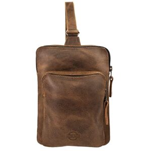 Leather Nomad, Sling Bag Handmade from Full Grain Leather - Trendy, Fashionable Backpack, Men and Women’s Accessory, Stylish :: Bourbon Brown