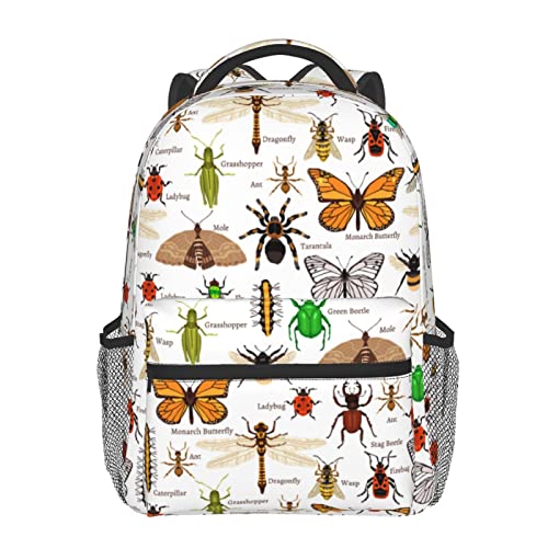 Insect School Computer Backpacks Book Bag For Boys Girls Travel Hiking Camping Daypack