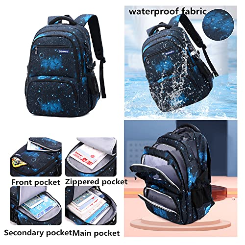 Galaxy Backpack for Boys High University School Bag Travel Daypack Bookbag Sets 3PCS for Teens Starry Sky