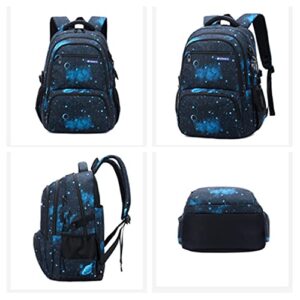 Galaxy Backpack for Boys High University School Bag Travel Daypack Bookbag Sets 3PCS for Teens Starry Sky