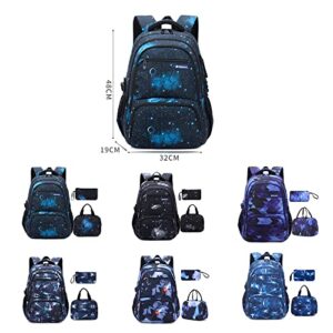 Galaxy Backpack for Boys High University School Bag Travel Daypack Bookbag Sets 3PCS for Teens Starry Sky