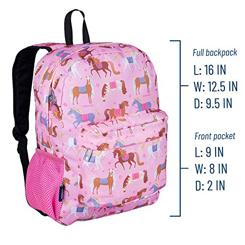 Wildkin 16-Inch Kids Backpack for Boys & Girls, Perfect for Elementary School Backpack, Features Padded Back & Adjustable Strap, Ideal Size for School & Travel Backpacks (Horses)