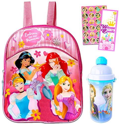 Disney Princess MINI Backpack for Girls ~ Princess Preschool Supplies Bundle with 11" Disney Princess Mini School Bag for Toddlers with Water Bottle, Stickers, and More (Princess Bag)