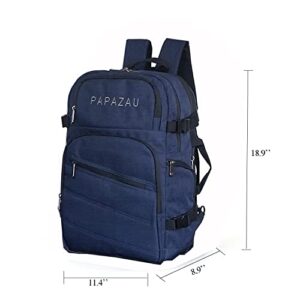 PAPAZAU 40L Travel Backpack Flight Approved Carry on Backpack Weekender Bag for Women Men (Blue)