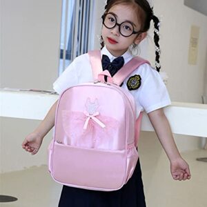 Girls Dance Bag, Nylon Backpack, Pink Ballet Little Girl Storage Bag, Sequin Decoration Children's School Bag Waterproof and Wear-resistant