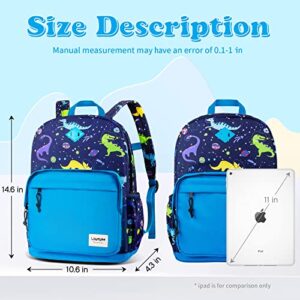 Lounwee Kids Backpack for Boys Girls: Cute Waterproof Dinosaur Toddler Bookbag for Preschool Kindergarten Daycare