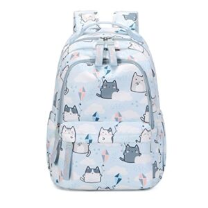 Cute Cat Casual Daypack Teens Elementary School Backpack Students Bookbag for Girls Boys