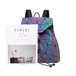 FZChenrry Geometric Backpack Luminous Backpacks Holographic Reflective Bag Lumikay Bags Irredescent Large Rainbow Purses Wallet Set NO.2