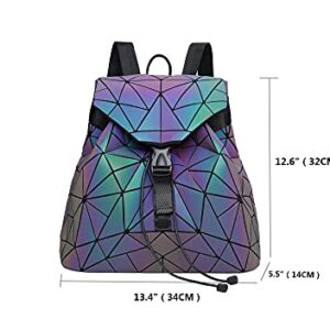 FZChenrry Geometric Backpack Luminous Backpacks Holographic Reflective Bag Lumikay Bags Irredescent Large Rainbow Purses Wallet Set NO.2