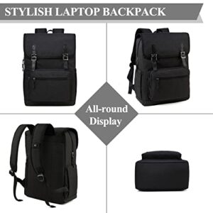 VASCHY Laptop Backpack, Water Resistant Multifunctional Business College School Bookbag Computer Travel Backpack for Men Women Fits 15.6in Laptop,Black