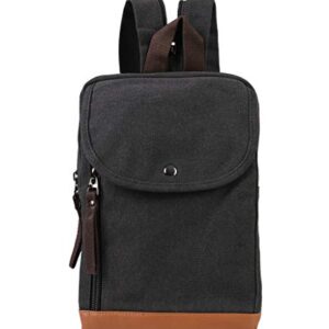 JIAO MIAO Mini Canvas Backpacks Casual Strong Small Packback Daypack ,181002-Black