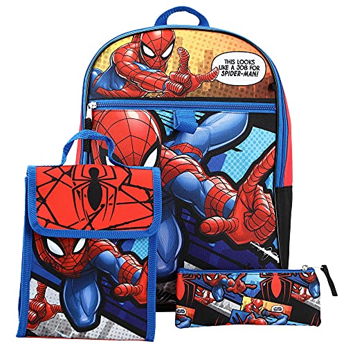 Marvel Spiderman Backpack accessories 6 piece Value Set for Boys