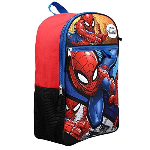 Marvel Spiderman Backpack accessories 6 piece Value Set for Boys