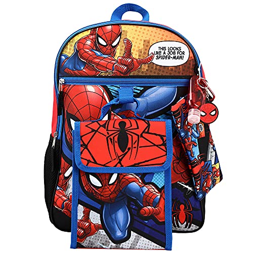 Marvel Spiderman Backpack accessories 6 piece Value Set for Boys