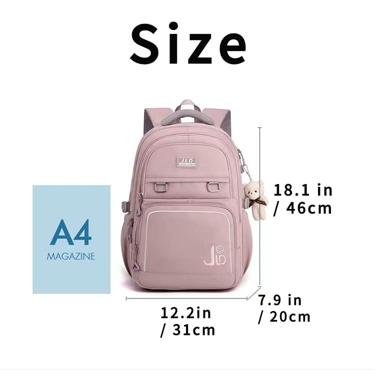 AONUOWE Kawaii Aesthetic School Bag Large Capacity Cute Back to School Backpack for Boys and Girls in 5 Colors (Black)