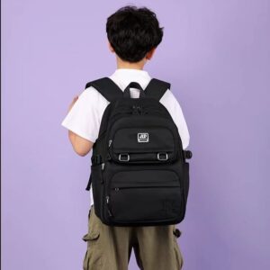 AONUOWE Kawaii Aesthetic School Bag Large Capacity Cute Back to School Backpack for Boys and Girls in 5 Colors (Black)