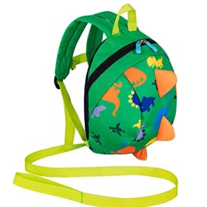 Toddler Dinosaur Mini Backpack with Leash Children Kids Baby Harness Bookbag (Green)