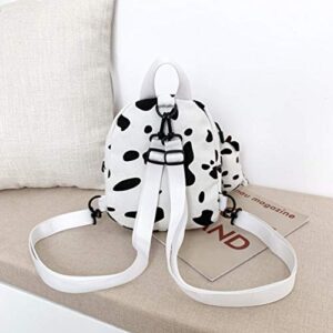 TENDYCOCO Cow Backpack with Plush Cow Pendant Canvas Cow Print Backpack Cow Print stuff Cow Gifts for Women Mini Backpack for Women