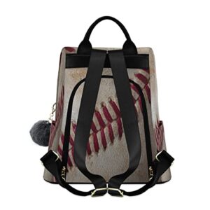 ALAZA Vintage Red Line Baseball Sport Women Backpack Anti Theft Back Pack Shoulder Fashion Bag Purse